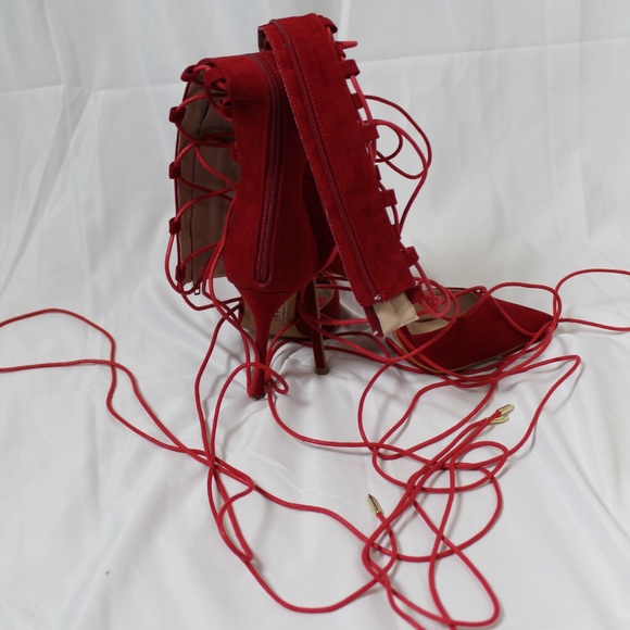 Shoe Republic LA | Shoes | Red Strappy Laceup Gladiator High Heel Shoe ...